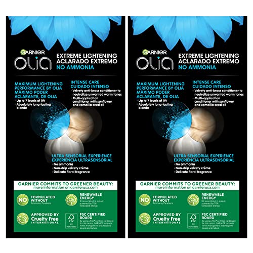 Garnier Hair Color Olia Ammonia-Free Brilliant Color Oil-Rich Permanent Hair Dye, B+++ Bleach Blonde Extreme, 2 Count (Packaging May Vary)