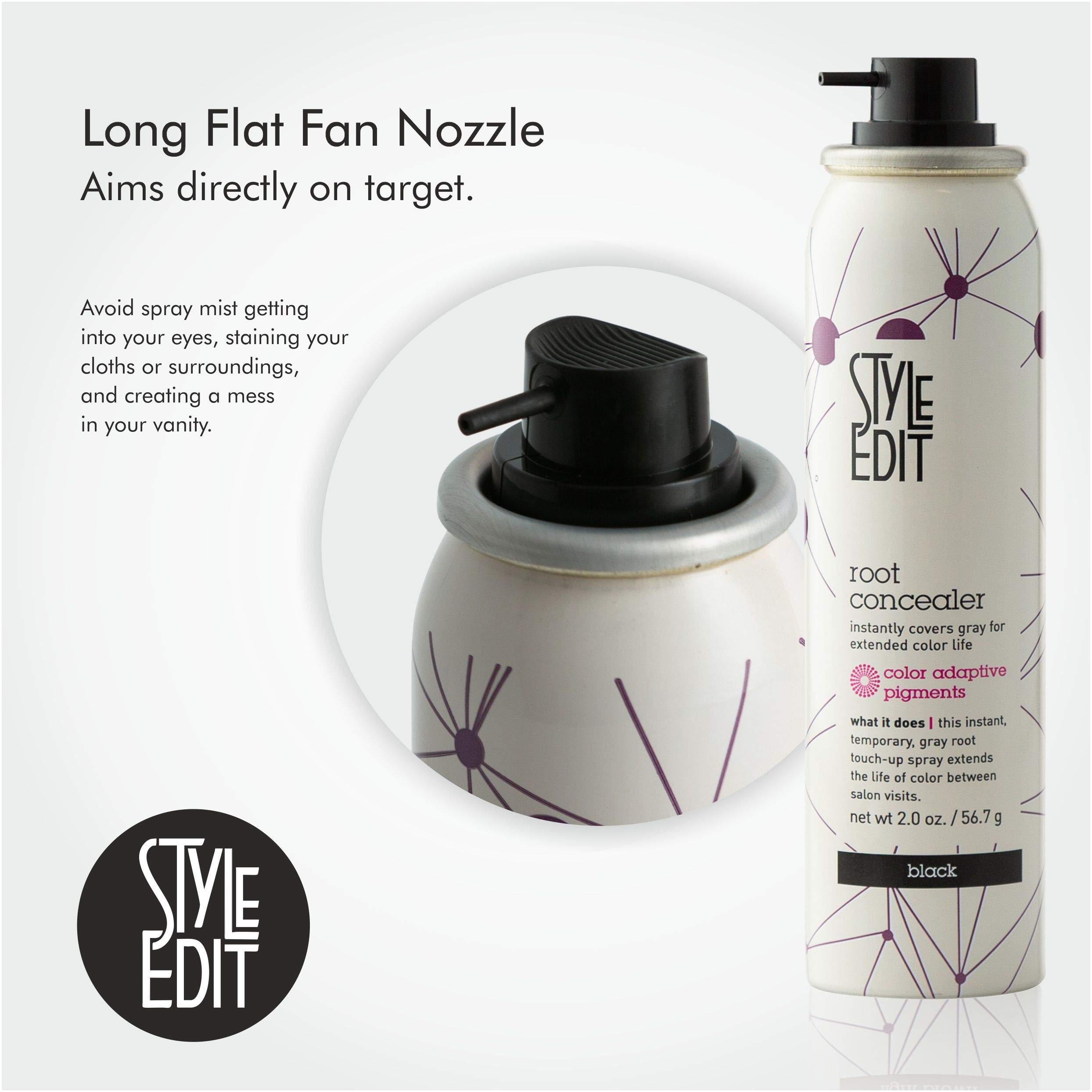 Style Edit Root Concealer Touch Up Spray | Instantly Covers Grey Roots | Professional Salon Quality Cover Up Hair Products for Women |Black 2 Ounce (Pack of 1)