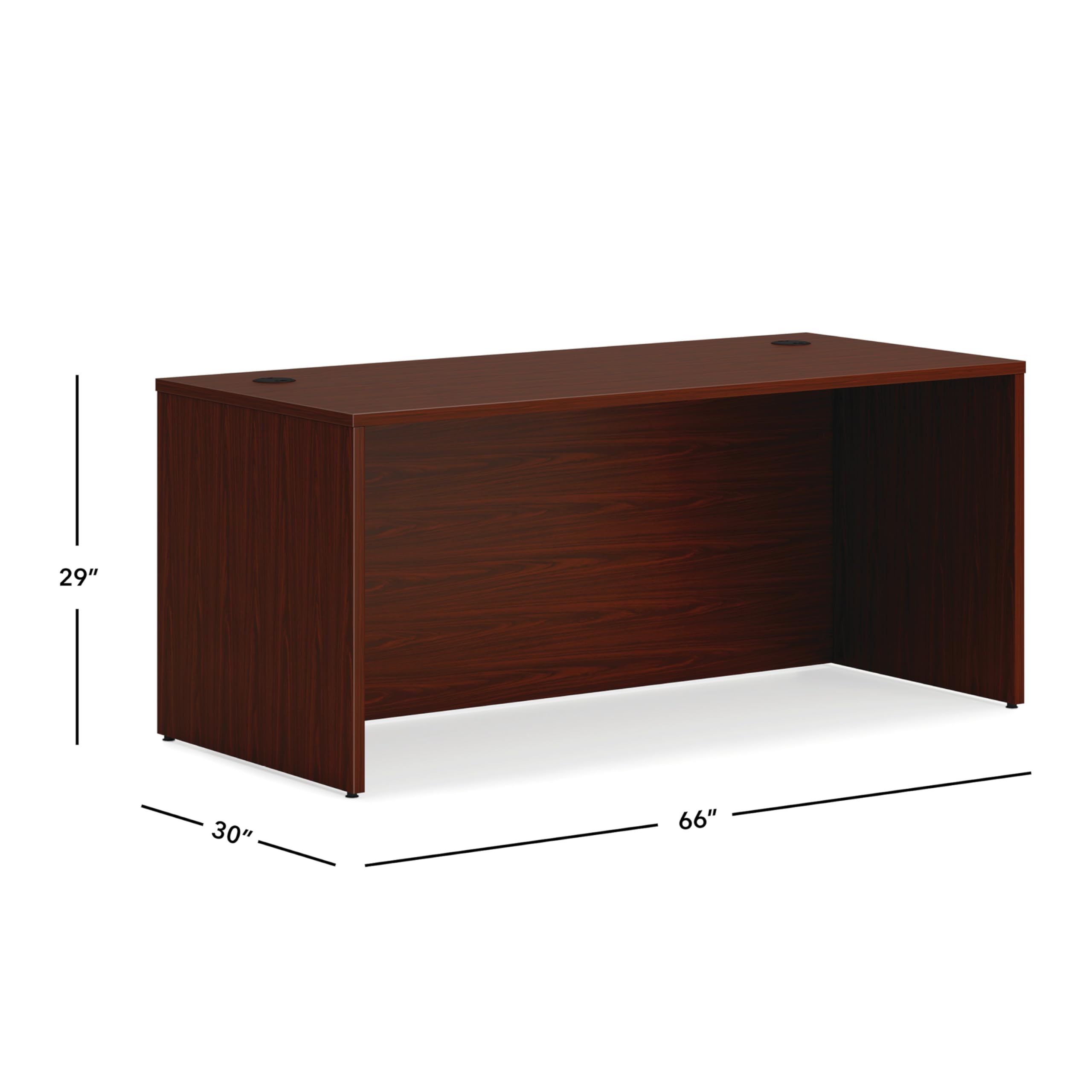 HON MOD Executive Desk 66-Inch Large Computer Desk Home Office Desk Shell - Thick Wooden Laminate Workstation Modern Table Desk with Cord Management for Work, Writing, Study - Traditional Mahogany