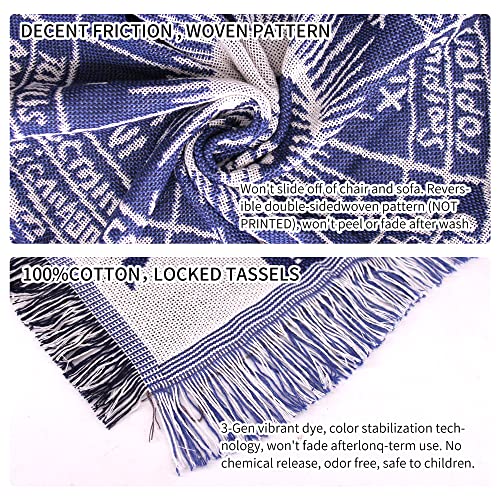 Edcooy Astrology Throw Blanket，Bohemian Hippie Woven Witchy Zodiac Celestial Constellation Balnket for Home Decor, Double Side CoverChair Sofa Couch(Blue, 50" x 70") (71''x91'')