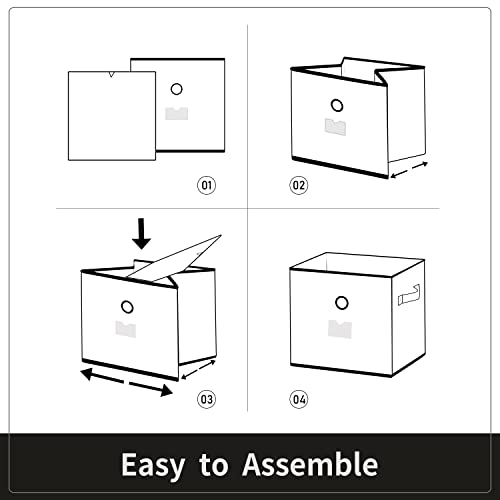Furnhome Fabric Storage Cubes Bins with Labels, Foldable Storage Cubes with Handles, Washable Cube Storage Bins 13 x 13, Square Storage Bins for Cube Organizer for Shelf, Bedroom, Closet-set of 2, Beige