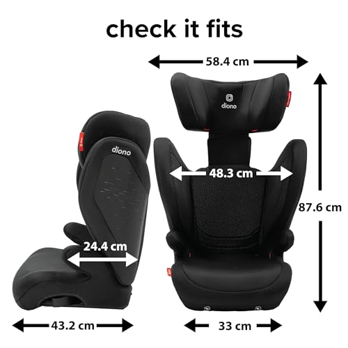 Diono Monterey 4DXT Latch, 2-in-1 High Back Booster Car Seat with Expandable Height, Width, Advanced Side Impact Protection, 8 Years 1 Booster, Black