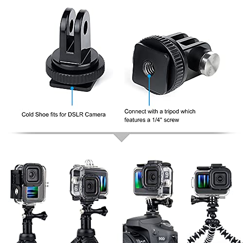GEPULY Waterproof Housing Case for GoPro Hero 9 10 11 Black, 60m Underwater Protective Dive Housing Shell with 2 Cold Shoe Adapter and Bracket Accessories for Go Pro Hero 11 10 9 Black Cameras