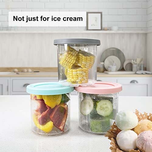 CUTIECLUB 4PCS Ice Cream Pints Containers and Lids for Ninja Creami, Ice Cream Storage Containers Compatible with NC301 NC300 NC299AMZ Series Creami Ice Cream Makers