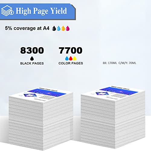 Compatible Refill Ink Bottles Replacement for Canon GI-21 GI21 GI-21PGBK GI-21BK GI-21C GI-21M GI-21Y Work for Canon G3260 G2260 G1220 Printers (4 Packs Black Cyan Magenta Yellow)