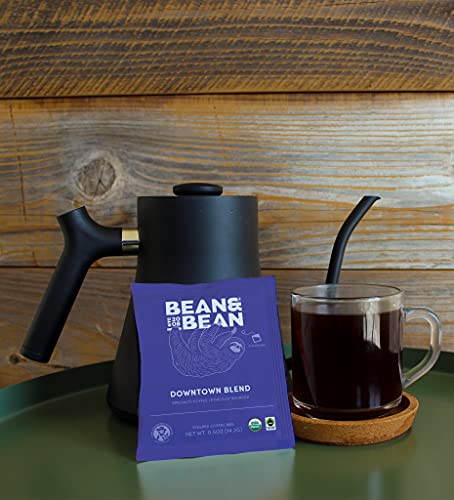 Bean & Bean Dunk & Steep Coffee Bags β Individual Coffee Singles β Steeped Coffee Single Serve Bags - Downtown Blend Organic Coffee β Medium Roast Instant Coffee Singles - 5 Pack