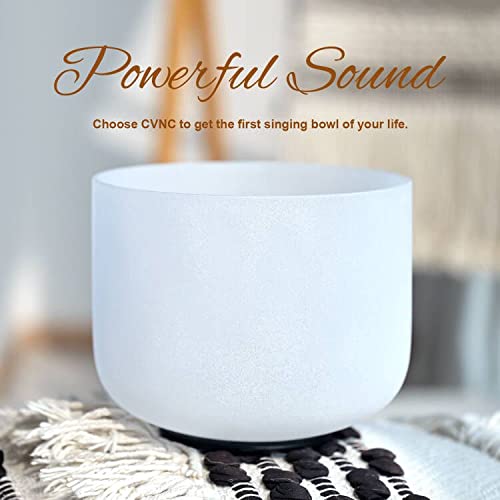 Lycrystal 11 Inch C Note Root Chakra Frosted Quartz Crystal Singing Bowl mallet & O-ring For Meditation and Sound Therapy.