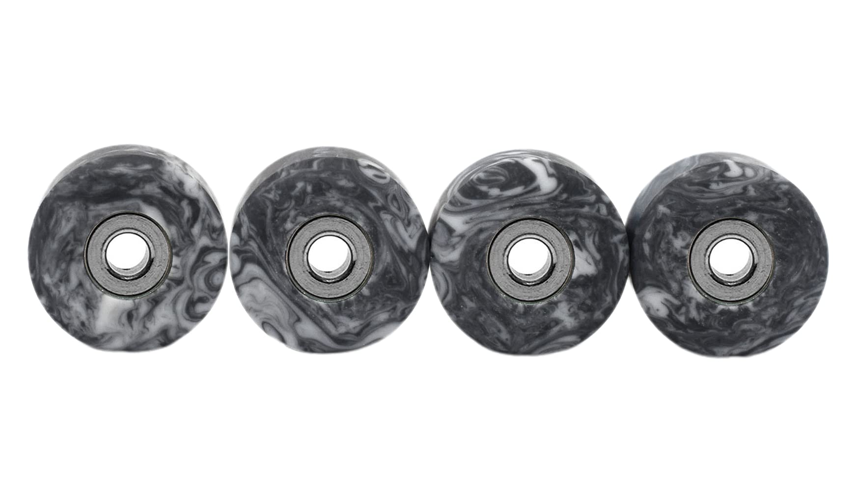 Teak Tuning Apex 61D Urethane Fingerboard Wheels - New Street Shape, 7.7mm Diameter - Ultra Spin Bearings - Made in The USA - Grey & White Swirl Colorway