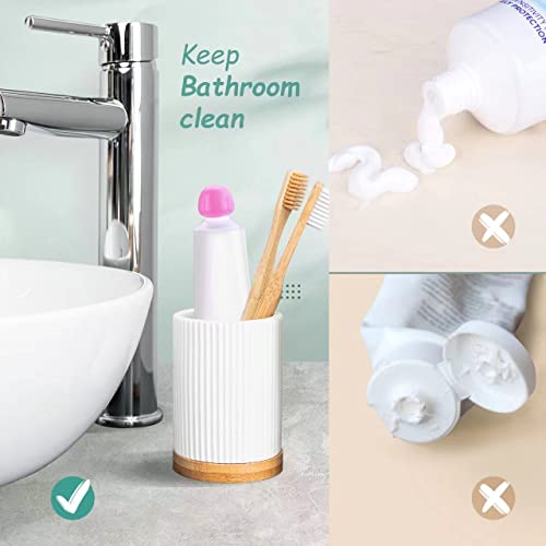 FRSISI Toothpaste Caps with Cleaning Brush,Self Closing Toothpaste Cap Silicone for Kids and Adults,Hygiene Mess Free Toothpaste Cover Dispenser Toothpaste Squeezer for Bathroom(6 Pack)