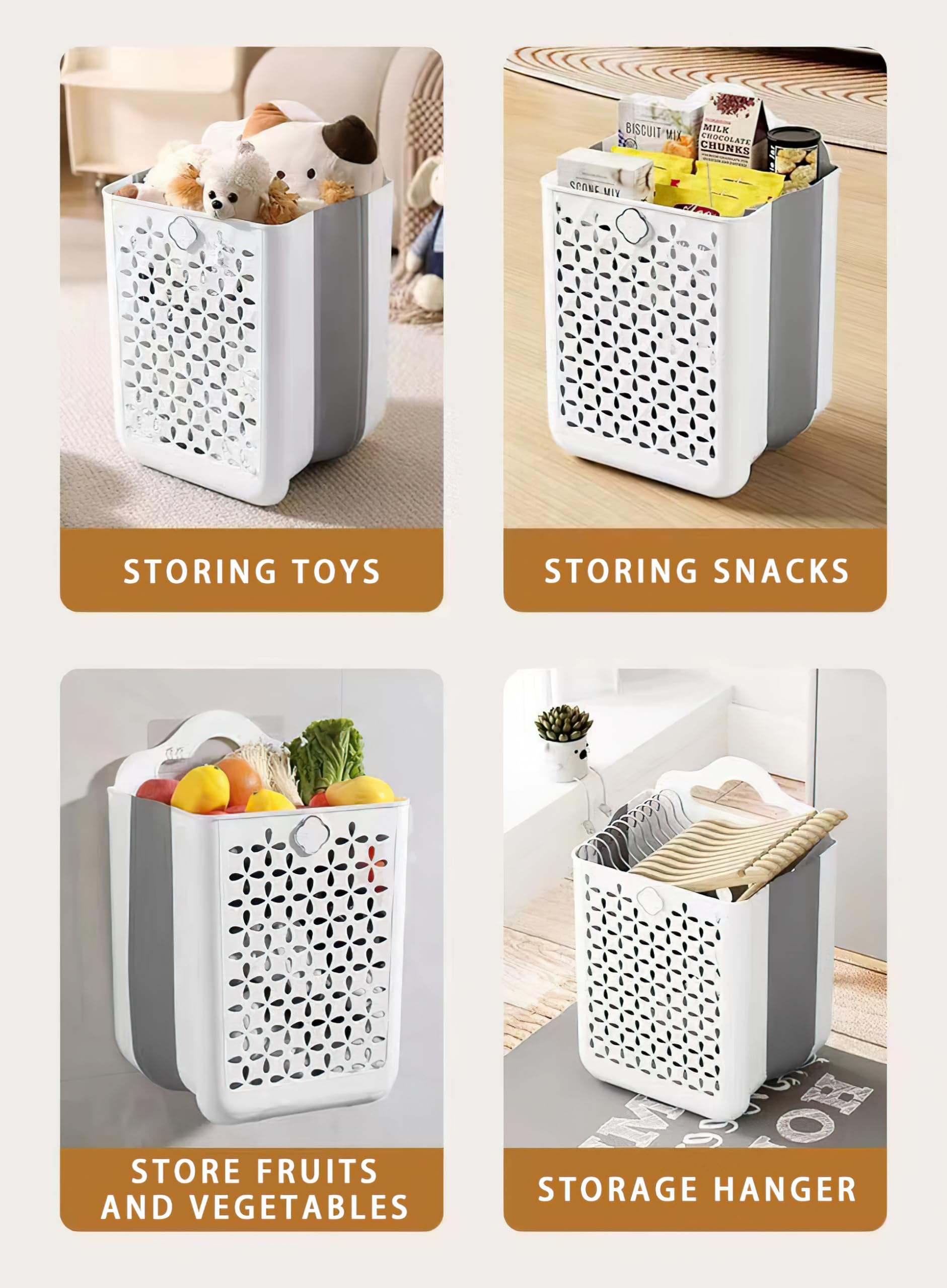Collapsible Laundry Hamper 3 Packs Laundry Basket Portable Dirty Clothes Basket Space Saving Foldable Storage Multi-function Container
