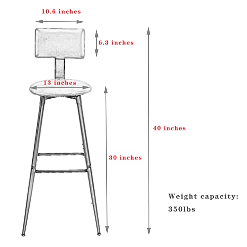 CUYOCA Bar Stools Bar Chairs with Back, 30 Inch Barstools with Metal Legs, Faux Leather Upholstered for Pub, Restaurant, Kitchen Island (Dark Brown)