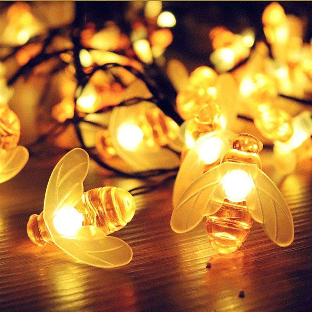 elecfan Waterproof Solar Fairy Lights 30 LEDs Honey Bee Creative Tree Haning String Lights,Garden Decoration Lamp Ideal for Patios, Homes, Wedding, Party, Christmas, Curtains, Outdoors - Warm White