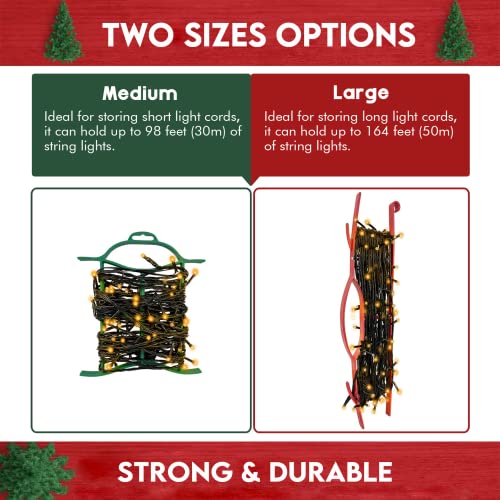 EDSRDUS Christmas Holiday Light Storage Box - Non-Woven Fabric, with 3 Light Storage Wraps, Lights Organizer Container Reinforced Stitched Handles(Light String not Included)