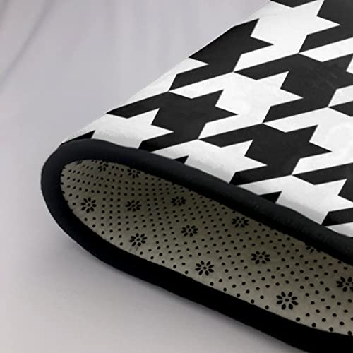 Luxurious Area Rugs Big Size Play Mat for Kitchen Playroom - black and white houndstooth 60 x 39 Inch Floor Pad Rugs, Indoor/Outdoor Entryway Rug Non Skid Backing