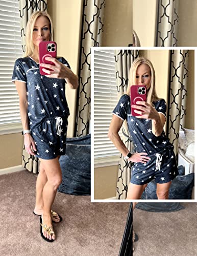Ekouaer Pj Shorts for Women Pajamas Short Sleeve Tee and Shorts Lounging Sleepwear