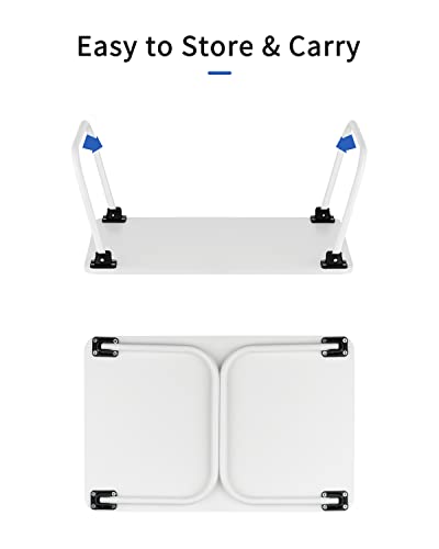Folding Lap Desk, Ruxury Laptop Stand Bed, Breakfast Serving Tray, Portable & Lightweight Mini Table, Lap Tablet Desk for Sofa Couch Floor - White