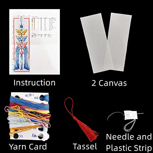 DIY Blank Canvas Black and White Eiffel Tower Bookmarks Counted Cross Stitch Kits for Adult Kid Beginner Embroidery Crafts Needlework Bookmark for Student Gift 20x6cm