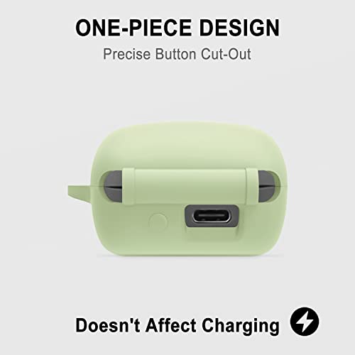 Geiomoo Silicone Case Compatible with Sony LinkBuds WF-L900, Protective Cover with Carabiner (Luminous Green)