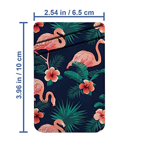 Diascia Pack of 2 - Cellphone Stick on Leather Cardholder ( Beautiful Flamingo Bird Flowers Pattern Pattern ) ID Credit Card Pouch Wallet Pocket Sleeve