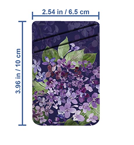 Diascia Pack of 2 - Cellphone Stick on Leather Cardholder ( Spring Blooming Lilac Branch Flower Pattern Pattern ) ID Credit Card Pouch Wallet Pocket Sleeve