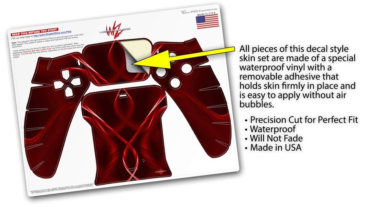 WraptorSkinz Skin Wrap compatible with Sony PS5 DualSense Controller Abstract 01 Red (CONTROLLER NOT INCLUDED)