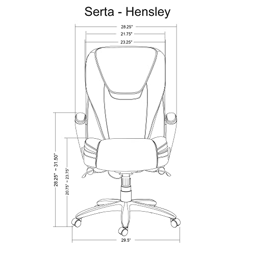 Serta® Smart Layers™ Hensley Big & Tall Ergonomic Bonded Leather High-Back Chair, Black/Silver