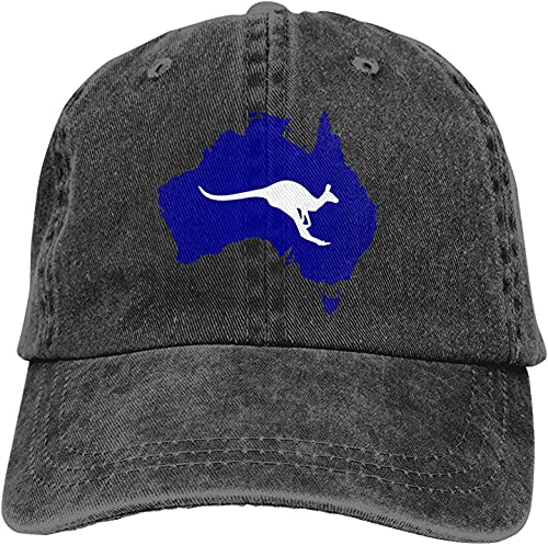 Australia Map and Kangaroo Silhouette Unisex Baseball Cap Cotton Adjustable Dad Hat