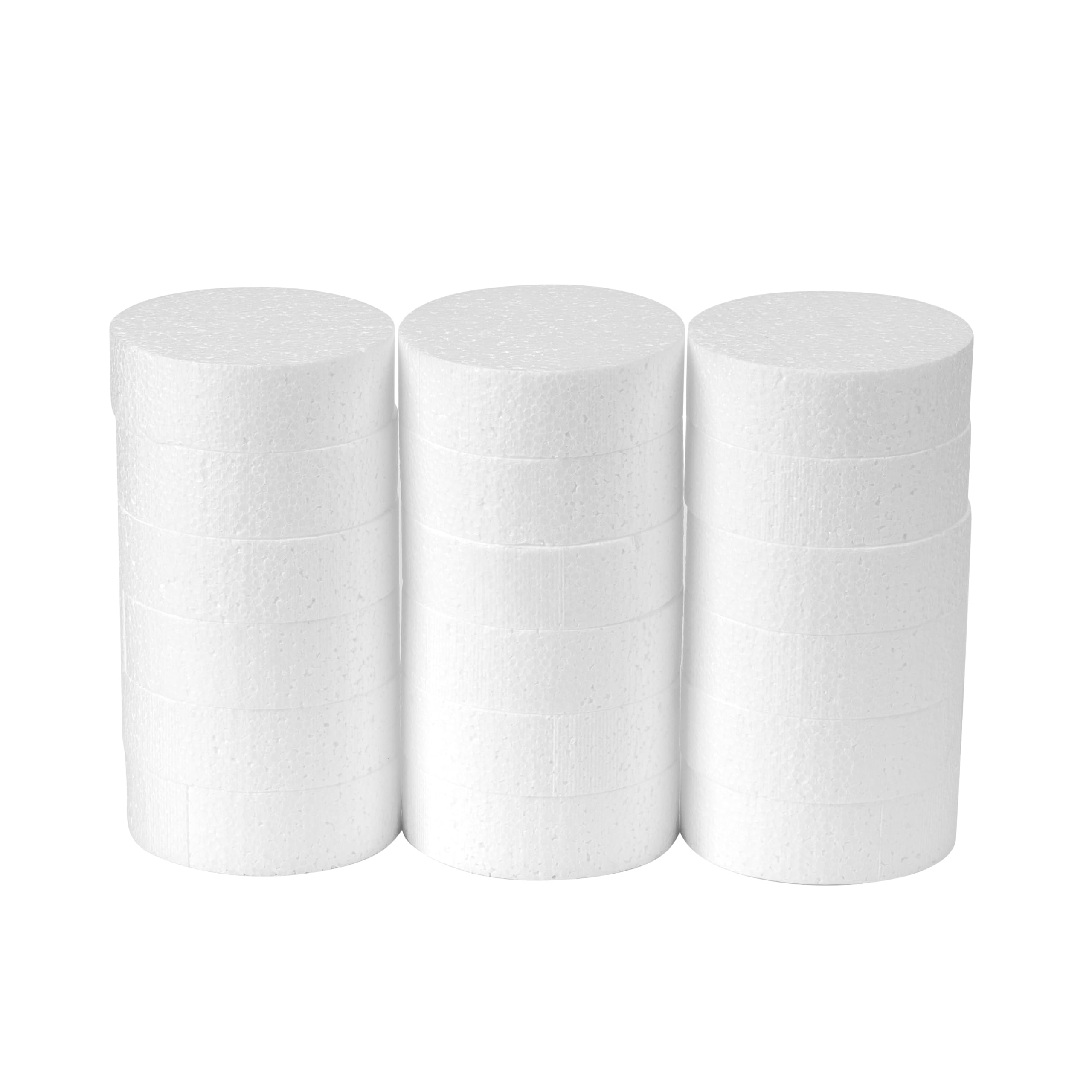 Crafare 3 Inch Foam Circles for Crafts 18 Pack 1 Inch Thick Round Polystyrene Discs for DIY Projects White