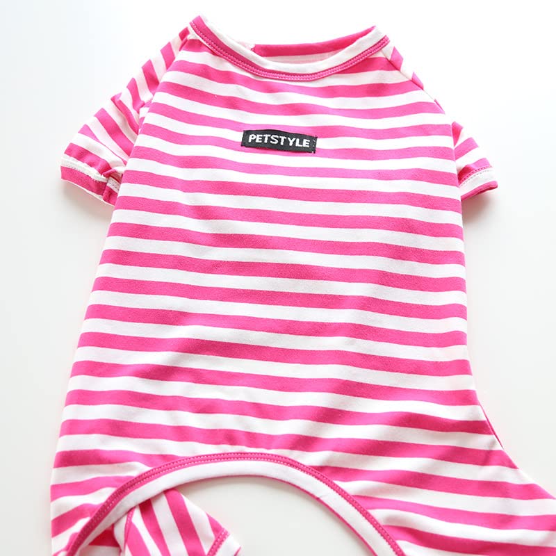 Harikaji Dog Pajamas,Dog Striped Jumpsuit Pet Clothes Leg Cover Pjs for Cats Dogs(Pink,L)