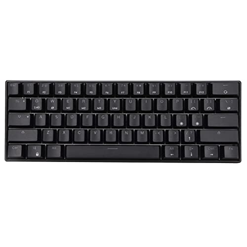 Kafuty-1 Mechanical Gaming Keyboard 60%, 61 Keys Backlit Mini Ergonomic Wireless/Wired Bluetooth Keyboard, for PS4 PC Mac Gamer, Typist, Travel (Black Shaft)