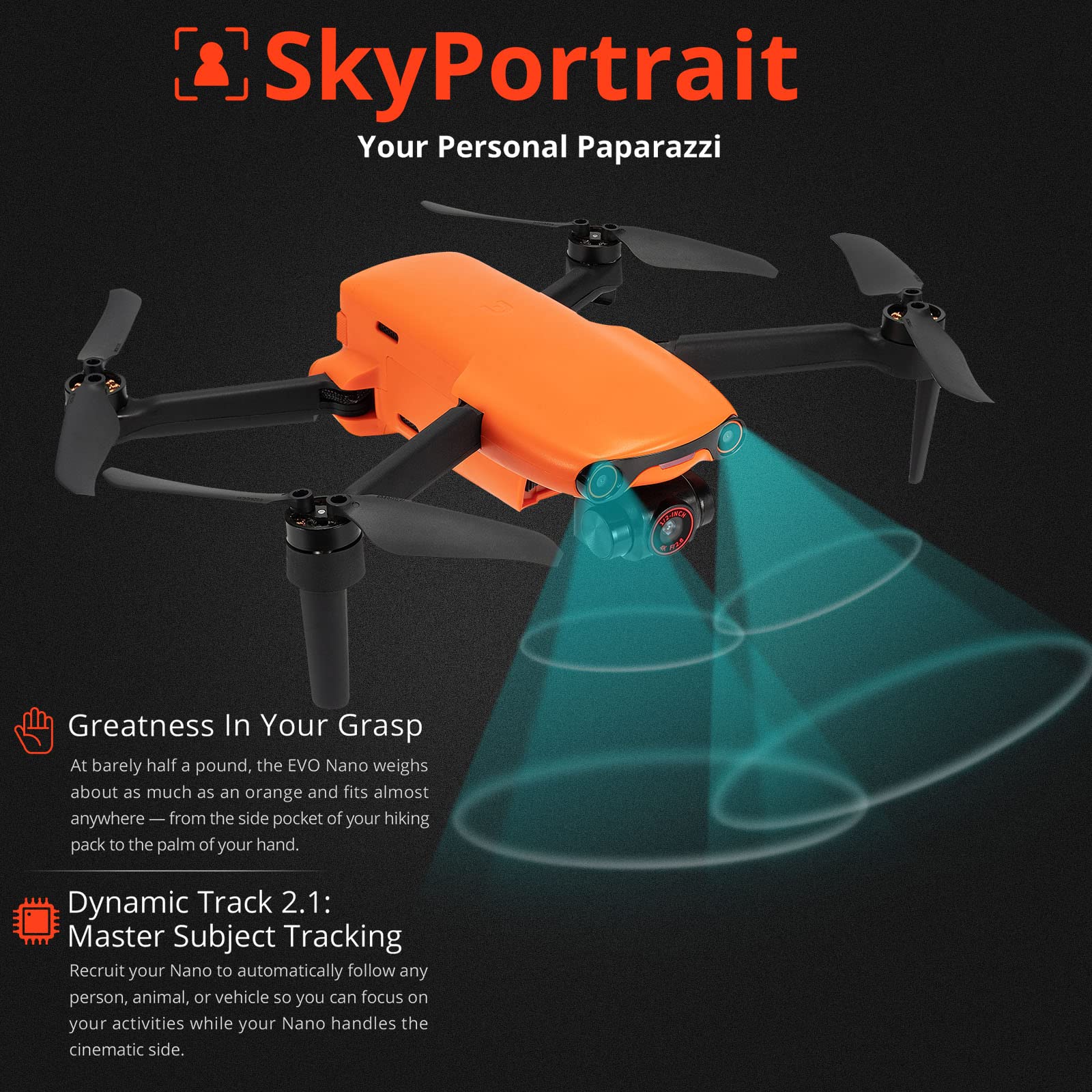 Autel Robotics EVO Nano+ Drone, 1/1.28" CMOS 50MP 4K/30fps HDR Video PDAF + CDAF Autofocus Tracking, 10km 2.7K Video Transmission, Ultralight Camera Quadcopter, Premium Bundle (Orange)