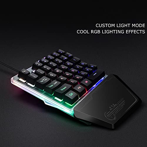 Kafuty-1 One Handed Gaming Keyboard,RGB Backlit Mechanical Gaming Keyboard,35 Keys USB Wired Ergonomic Gaming Keypad,Single Hand Mechanical Keyboard for Game
