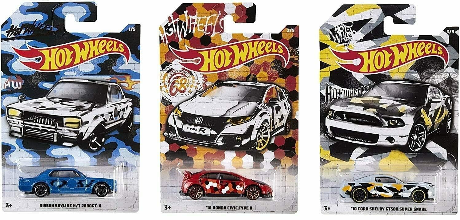 Hot Wheels 2019 Urban Camo Camouflage Series Complete Set of 5 Diecast Vehicles Bundle