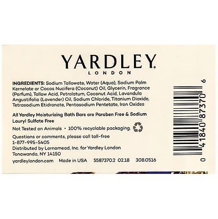 Yardley London English Lavender with Essential Oils Soap Bar, 4.25 oz Bar (Pack of 10)