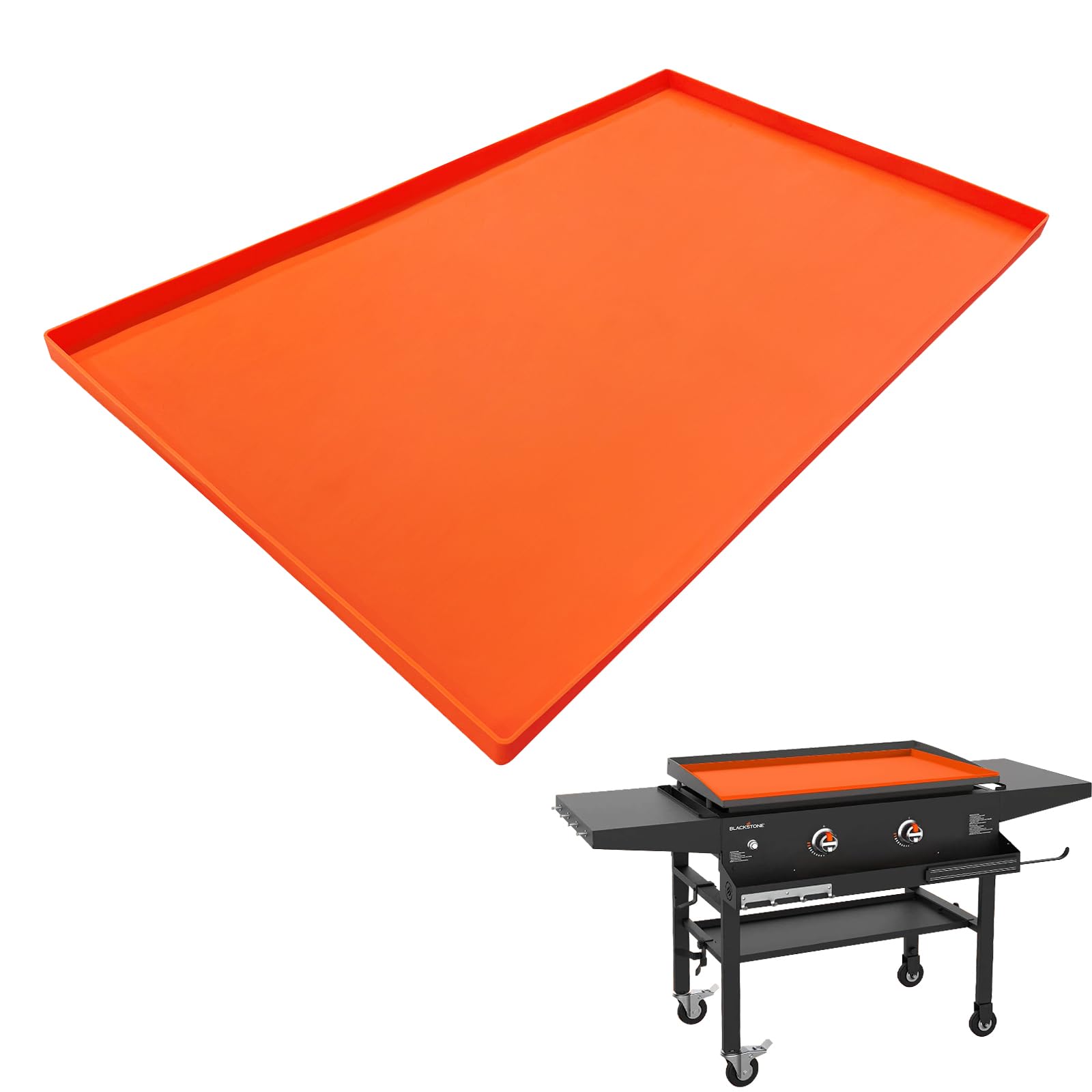 AJinTeby 28" Griddle Mat Silicone Protective Cover for Blackstone Griddle, Magnetic Protective Cover Mats Outdoor/Indoor Food-Grade Silicone Mat Safe BBQ,Orange