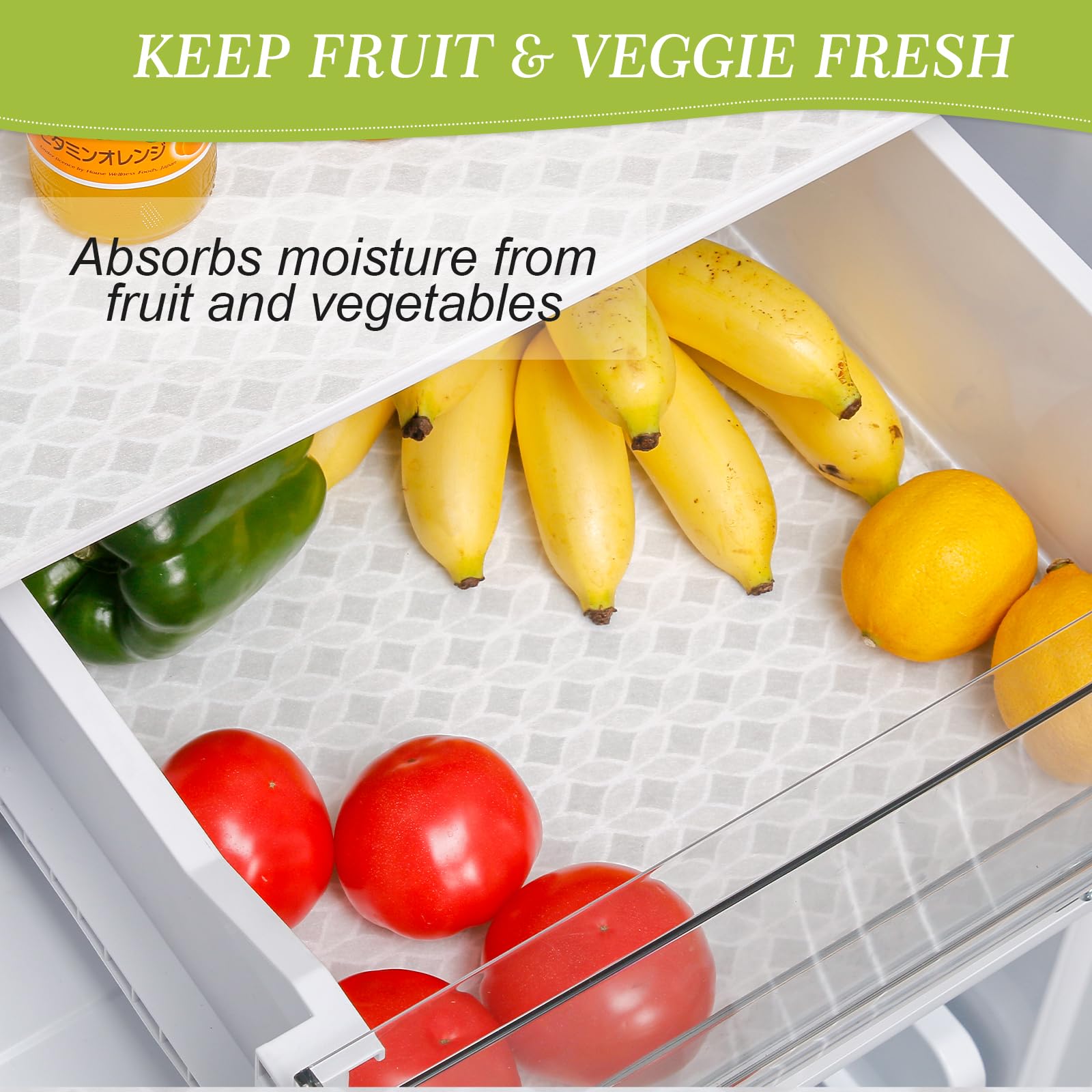 Cooyes Refrigerator Liners, Non-Slip Fridge Liners Washable, Absorbent Refrigerator Shelf Liner for Kitchen Cabinets, Non-Adhesive Refrigerator Mats Fridge bin Liners 12" x 24", 6Pcs