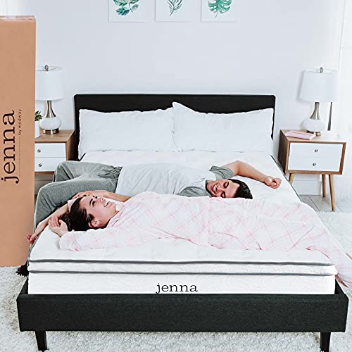 Modway Jenna 10β Queen Innerspring Mattress Quality Quilted Pillow Top-Individually Encased Pocket Coils-10-Year Warranty, White