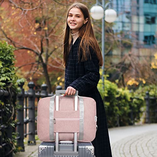 For Spirit Airlines Personal Item Bag 18x14x8 Foldable Travel Duffel Bag Tote Carry on Luggage Duffle Overnight for Women and Men 30L(Pink)