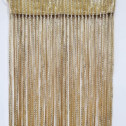 DLD String Curtains Beaded Door Curtain,Curtains Panel Divider Window Door Fly Screen for Door Wall and Window Decoration,200cm x 100 cm(200cm*100 cm,Golden)