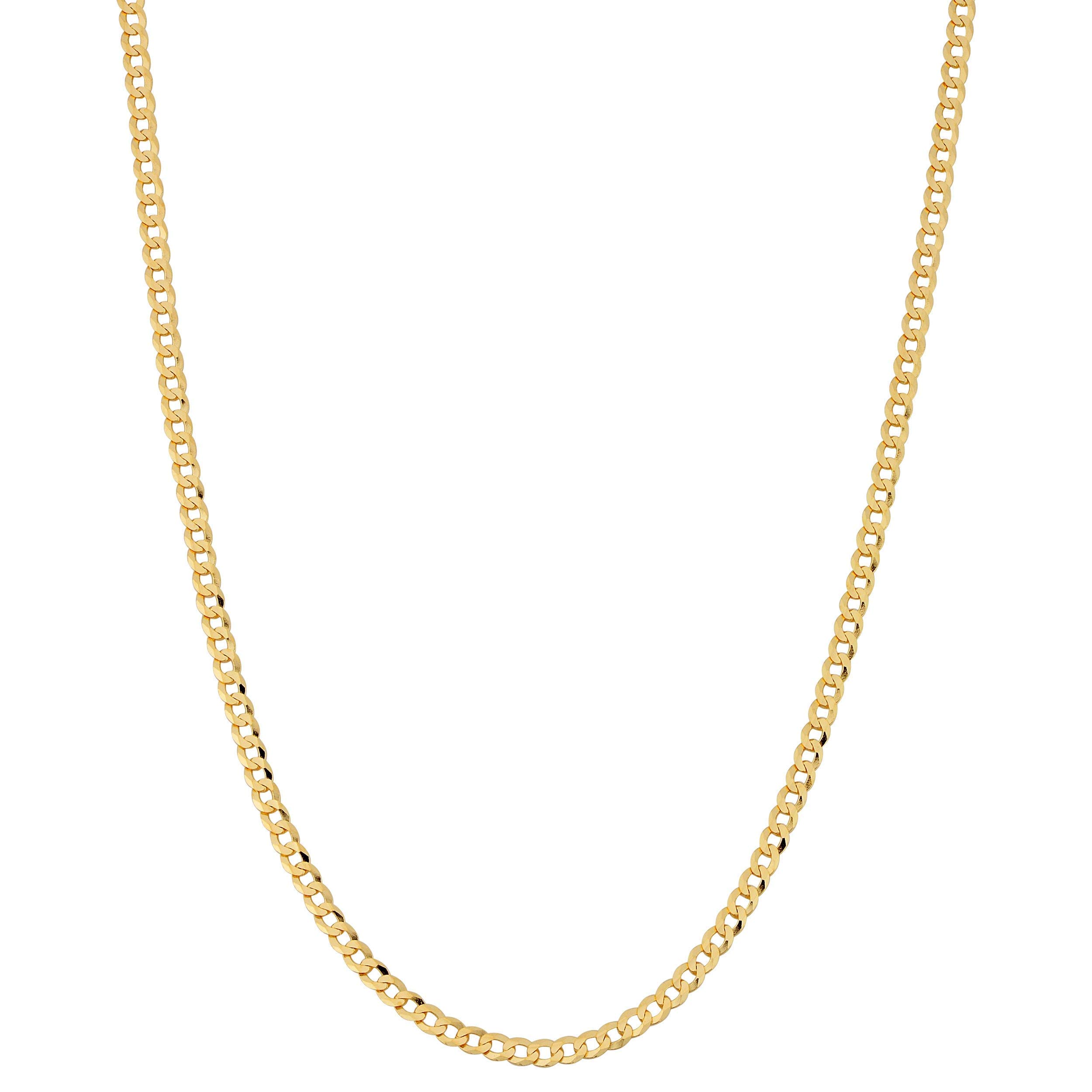ARGENTO REALE 10K Gold 2.25,2.5MM Curb/Cuban Chain Necklace, 10K Gold Chain, 10K Dainty Necklaces