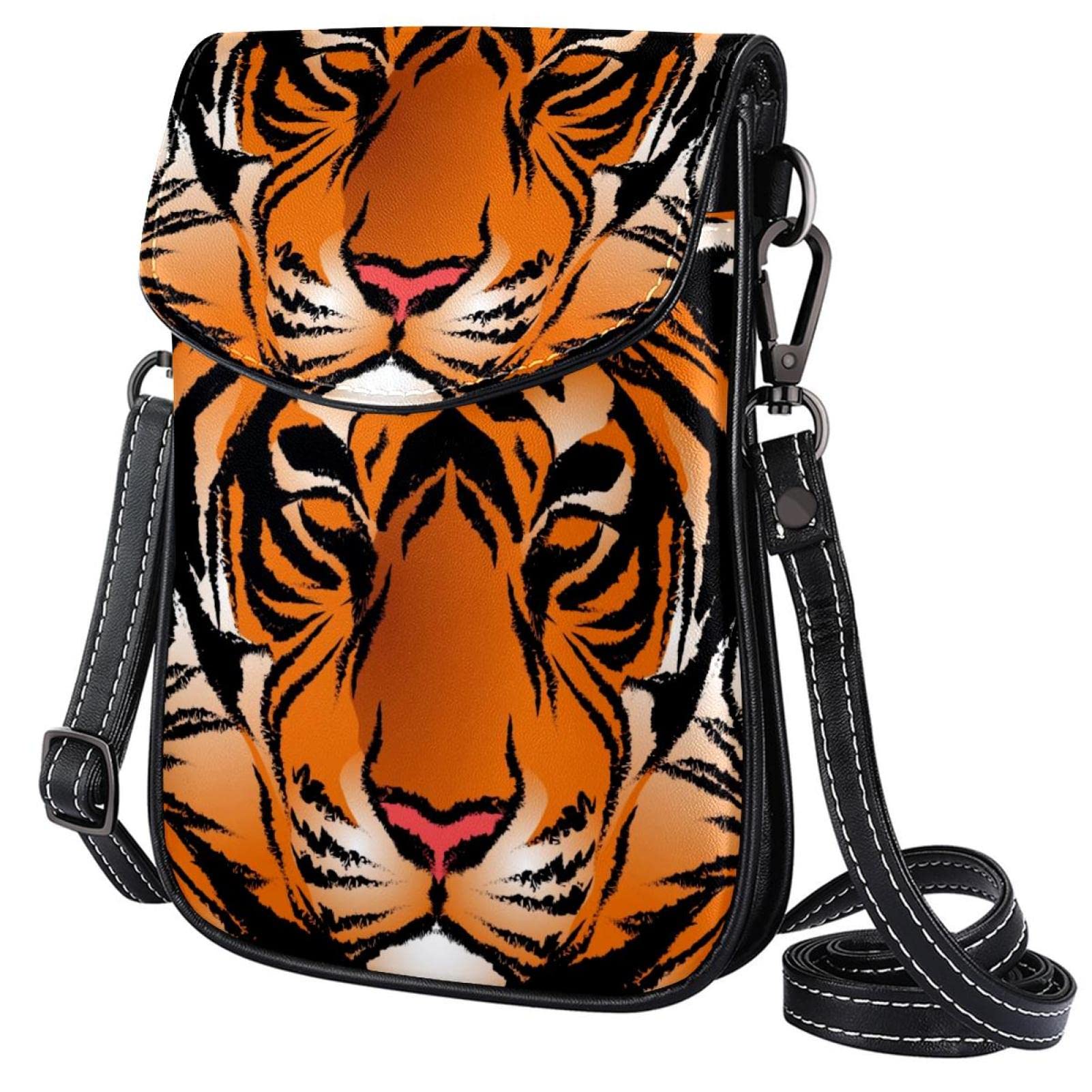 Unicey Striped Bengal Tiger Leather Phone Purse, Small Crossbody Bag Wallet Purses and Handbags for Women