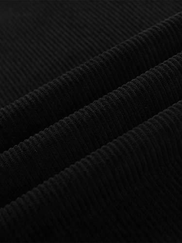 Floerns Men's Loose Fit Corduroy Elastic Waist Slant Pocket Straight Leg Pants Black L