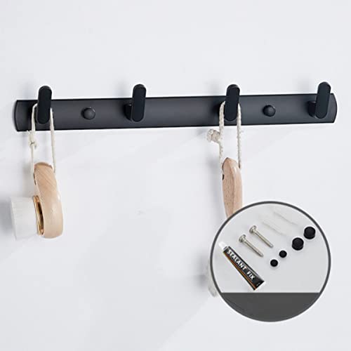Coat Hooks Wall Mounted, Heavy Duty Coat Rack Wall Mount , Wall Hooks for Hanging Coats Hat Bags, Matte Black (4 Hooks)