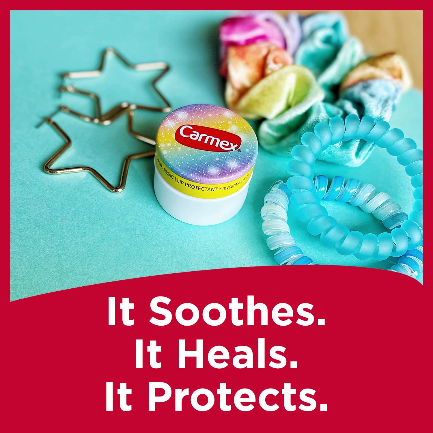 Carmex Medicated Limited Edition Rainbow Lip Balm Jars, Lip Protectant – 0.25 OZ each, 1 pack of 12