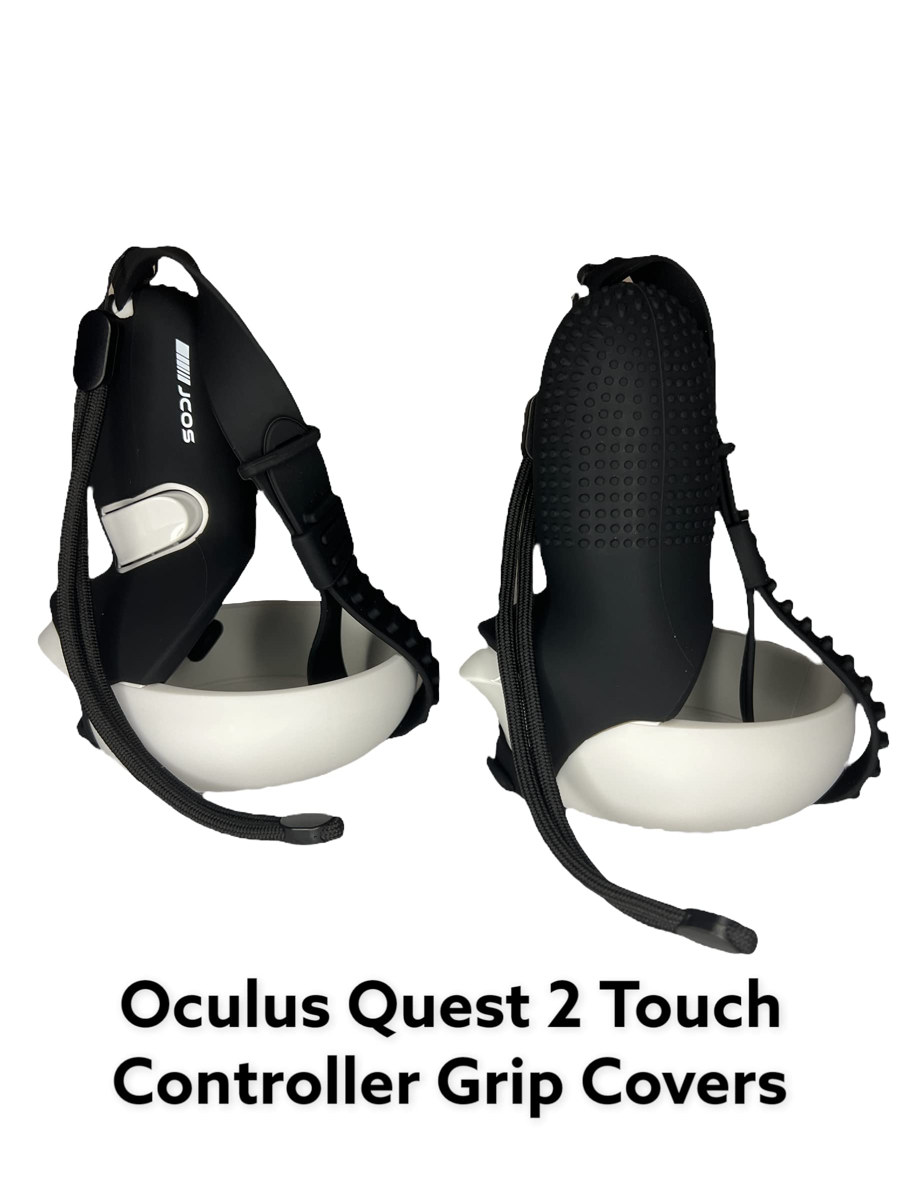 JCOS 4-in-1 Silicone Accessories for Oculus Quest 2 | Shell Front Silicone Face Cover Protector, Skin Grip Cover, Adjustable Knuckle Straps, Soft Silicone Facial Interface Cover (Black), JCOS1