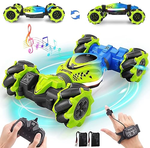 Dysaim Gesture RC Car Hand Controlled Stunt Car for 6-12 yr Boys Girls, 4WD 2.4GHz Remote Control Gesture Sensor Toy Cars Drift Twist Car Offroad with Light Music for Ages 8-13 Kids Birthday Gift