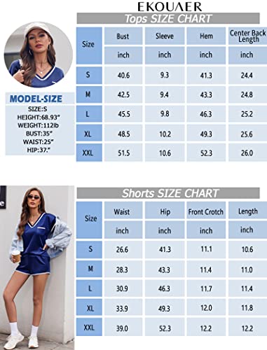 Ekouaer Ladies Silk Pajamas Set Satin V-Neck Pjs Soft Short Sleeve Nightwear with Shorts Pink