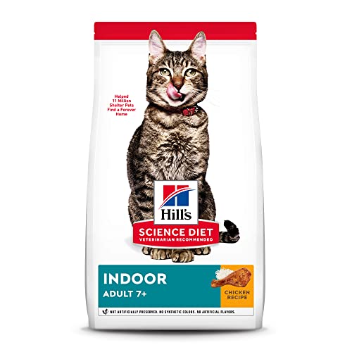 Hill's Science Diet Dry Cat Food, Adult 7+ for Senior Cats, Indoor, Chicken Recipe, 15.5 lb. Bag