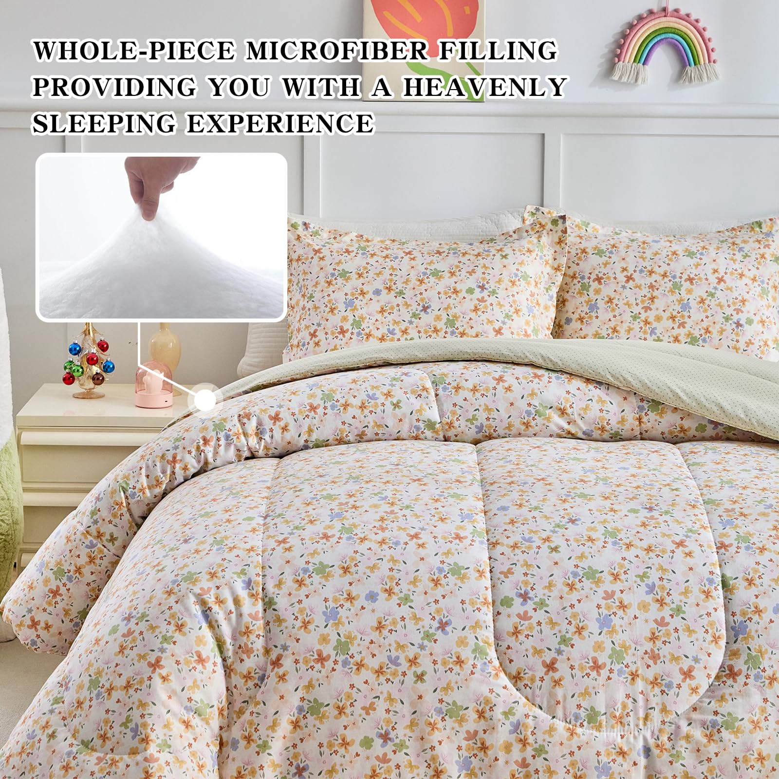 Joyreap 3pcs Cotton Comforter Set for Kids, Blue Waves Moon n Stars Lovely Design, Soft n Cozy Bedding Comforter for All Season- 68x88 inches