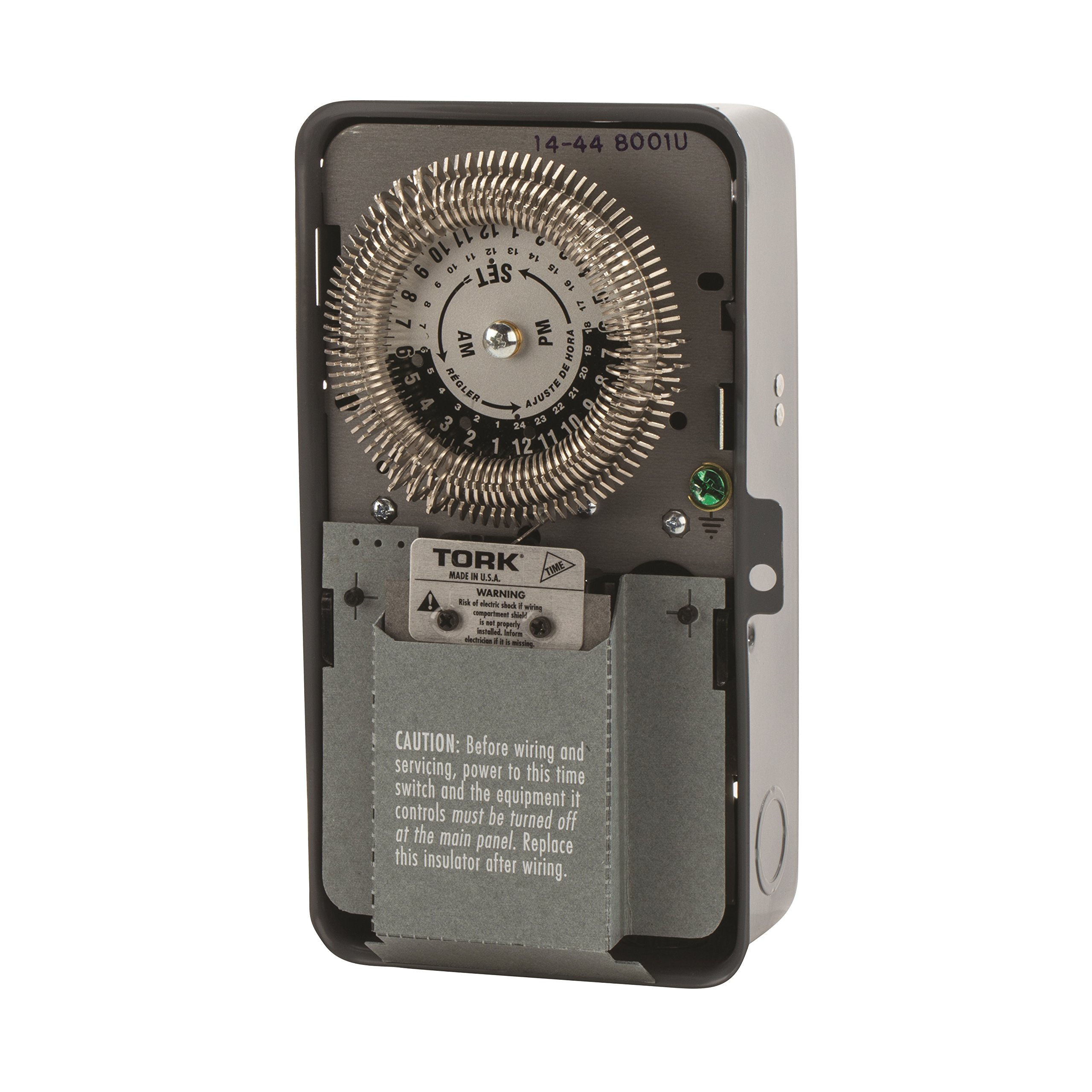 NSI 8000 Series Many Daily ON/Off Operations Per Day Duty Cycle 24 Hour Time Switch, Metal Indoor NEMA 1, 480/120 Trans. Input Supply, SPDT Output Contact (8001U), Color,Grey